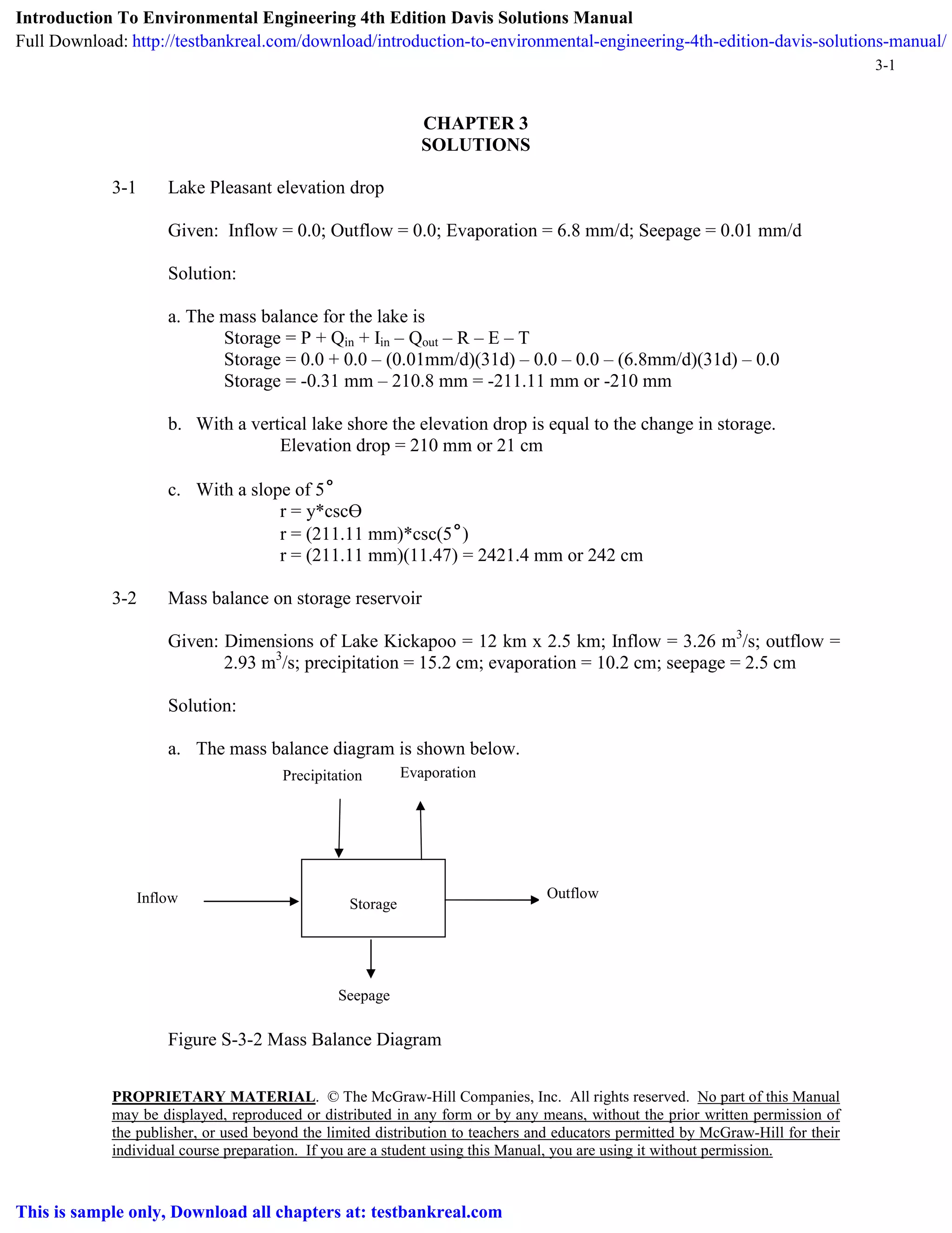 Introduction To Environmental Engineering 4th Edition Davis Solutions Manual | PDF
