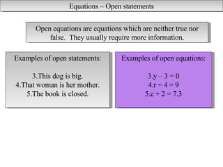 Introduction To Equations | PPT
