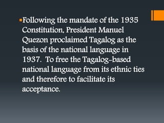 Introduction To Filipino Languages | PPTX