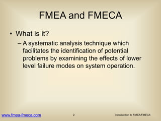 Introduction to FMEA/FMECA | PPTX