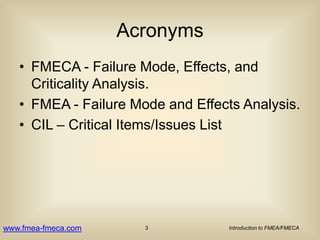 Introduction to FMEA/FMECA | PPTX