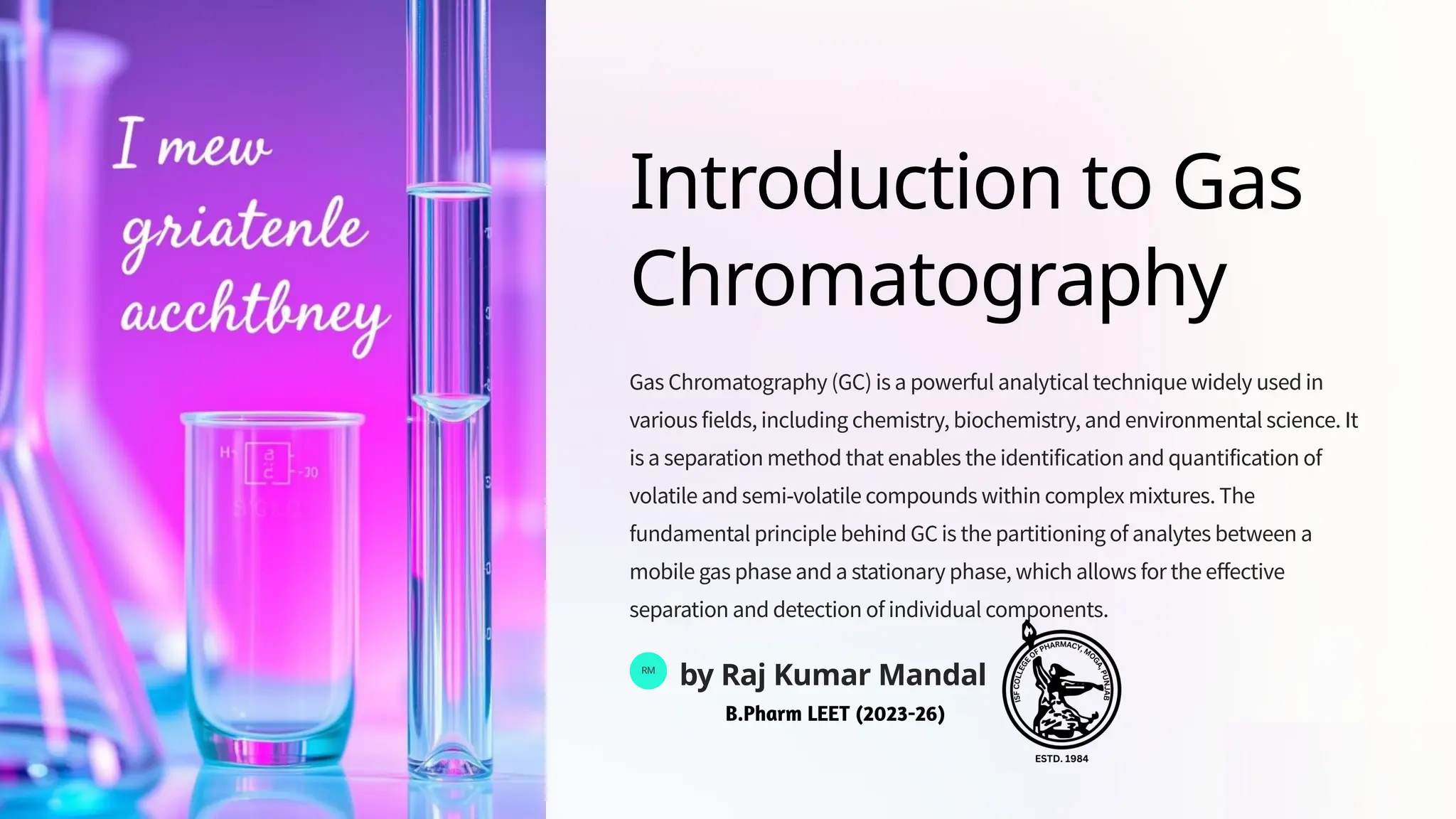 Introduction To Gas Chromatography On Slide Share By Raj Kumar Mandal Pdf Chemistry Science