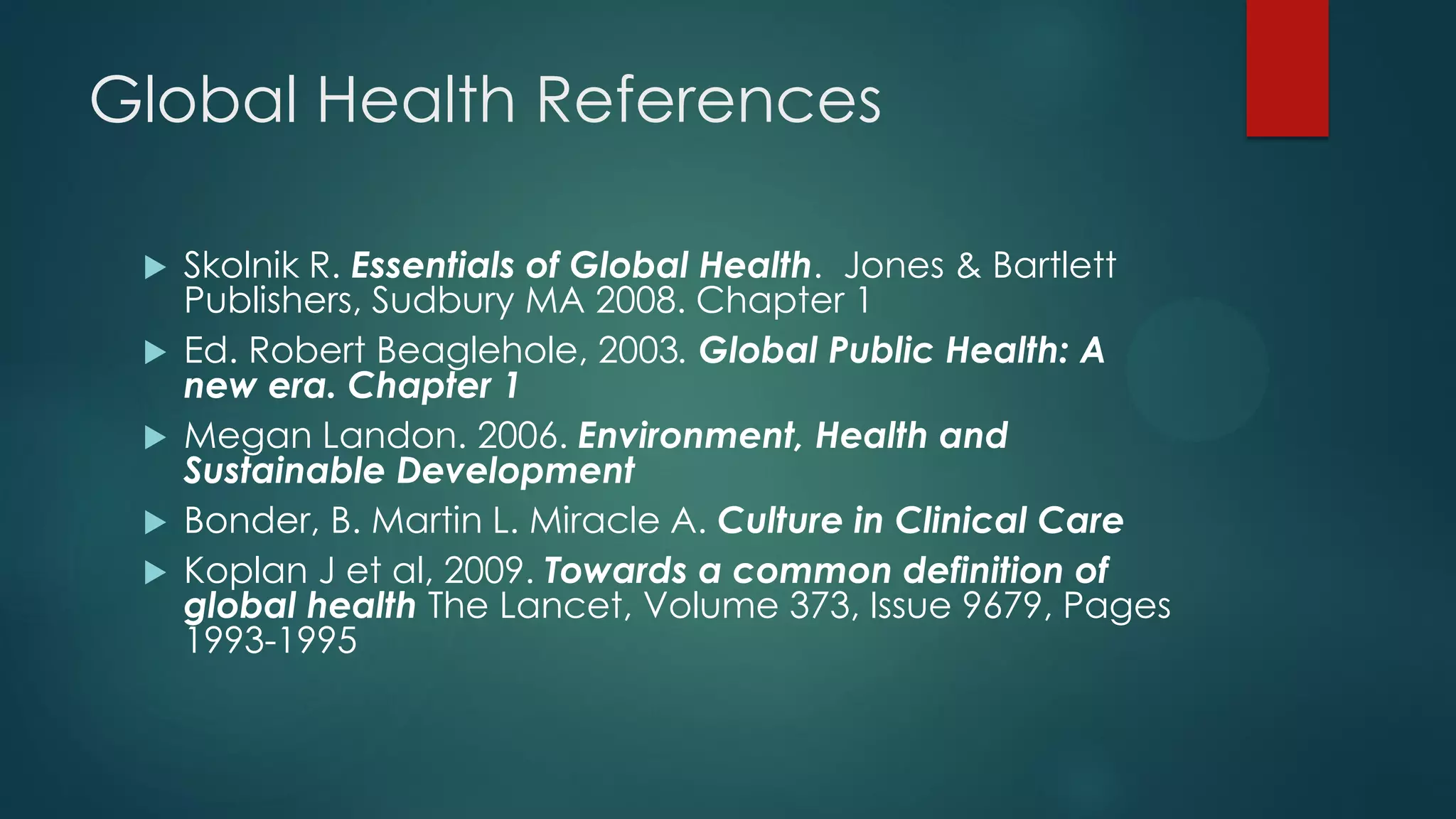 Introduction to Global Health as an overview | PDF