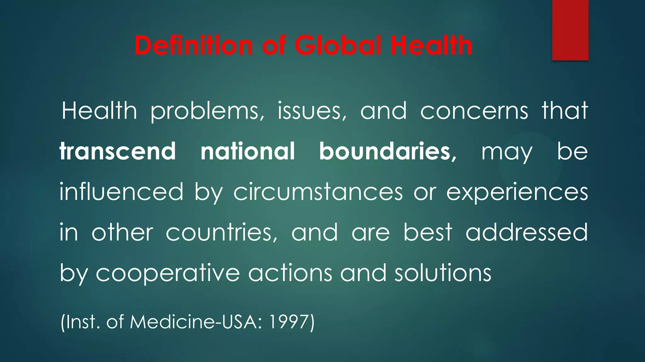 Introduction to Global Health as an overview | PDF