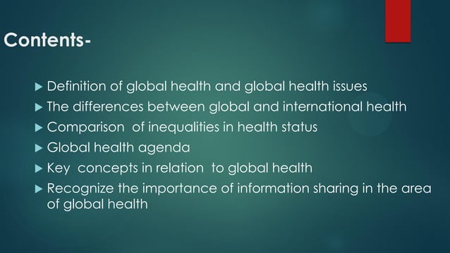 Introduction to Global Health as an overview | PDF | Diseases and ...