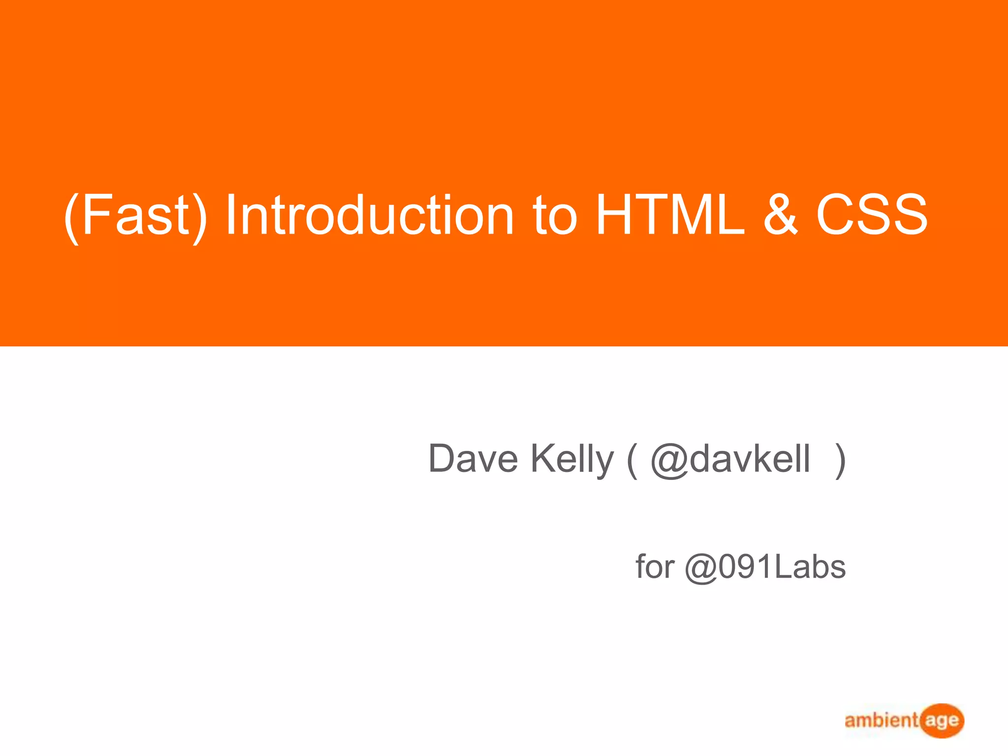 Fast Introduction To Html And Css Ppt 6263