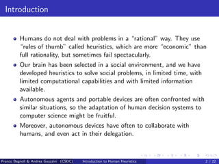 Introduction to human heuristics by Franco Bagnoli | PDF