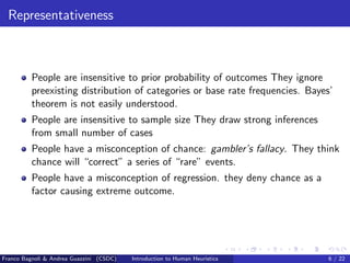 Introduction to human heuristics by Franco Bagnoli | PDF