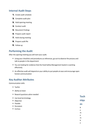Introduction to Internal Auditing FSMS | DOC