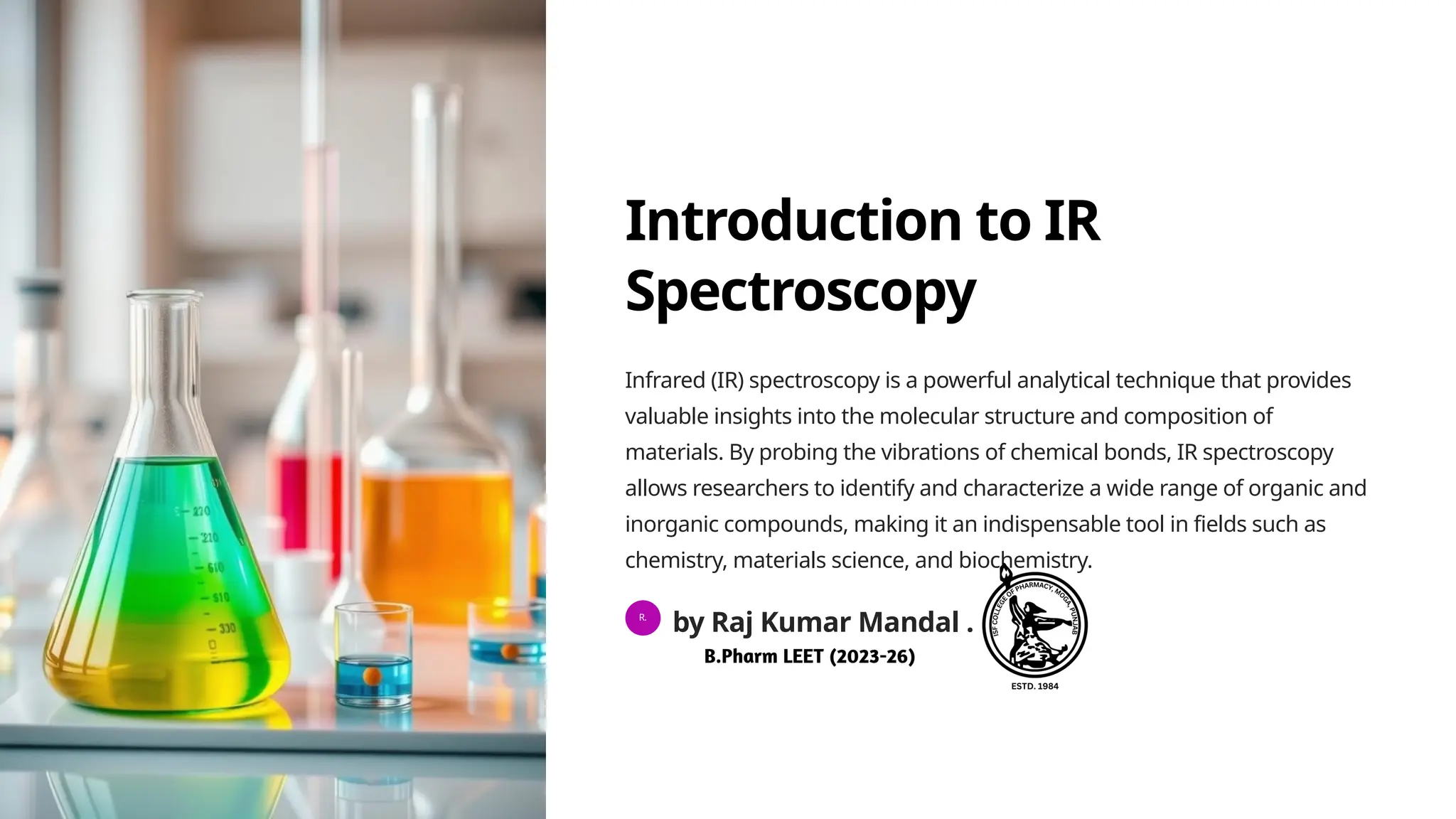 Introduction to IR Spectroscopy on Slide Share by Raj Kumar Mandal | PDF