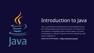 Introduction to Java Presentation , educational | PPT