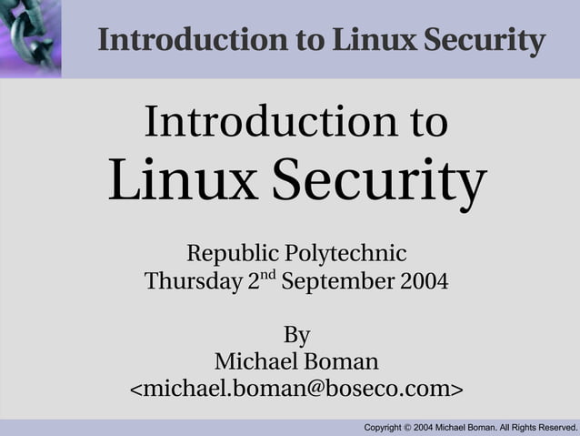 Introduction To Linux Security | ODP | Operating Systems | Computer Software and Applications