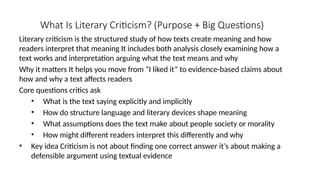 Comprehensive Guide to Literary Criticism for Year 11 Students | PPTX