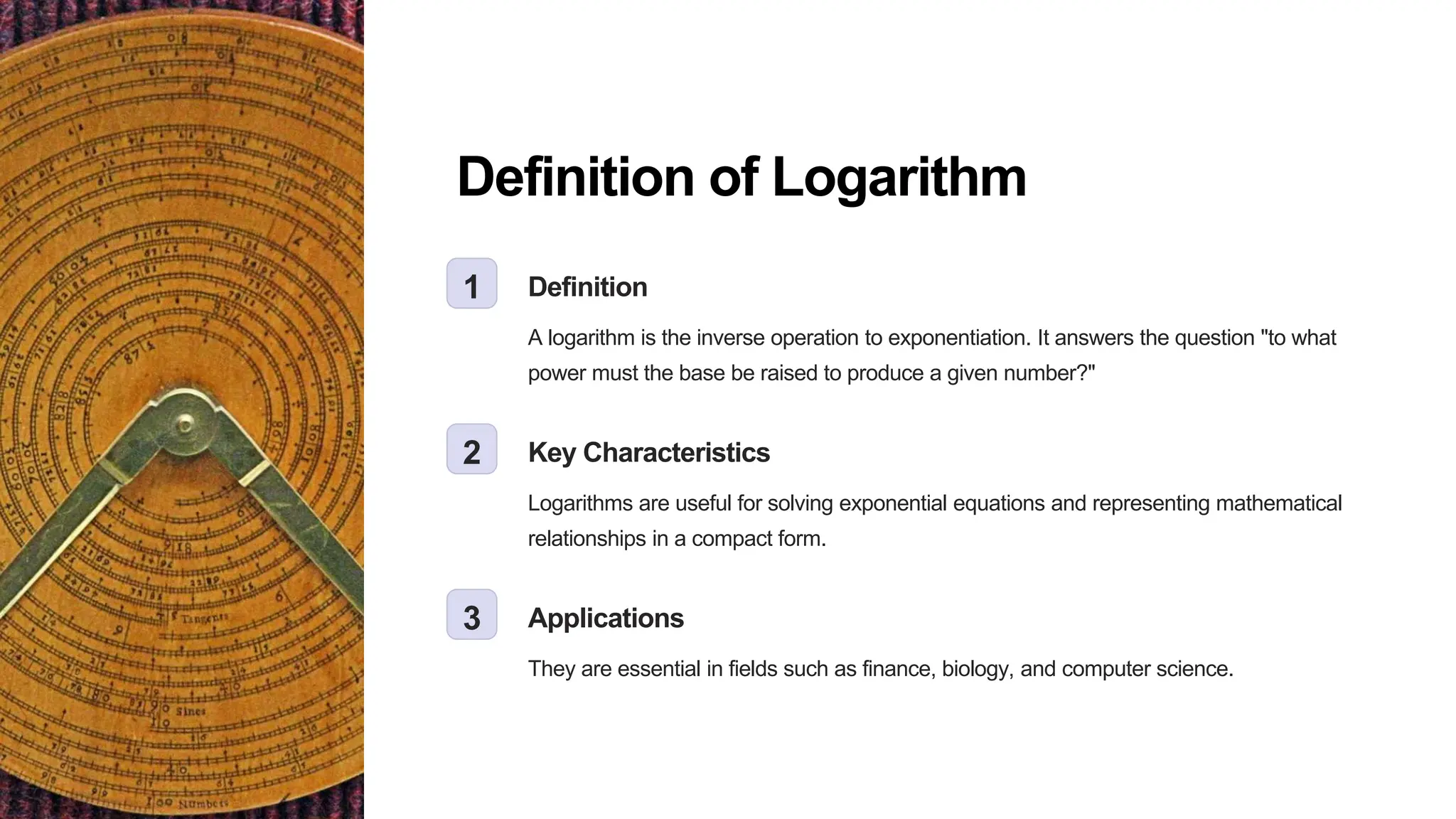 Introduction to Logarithm and its properties | PPT