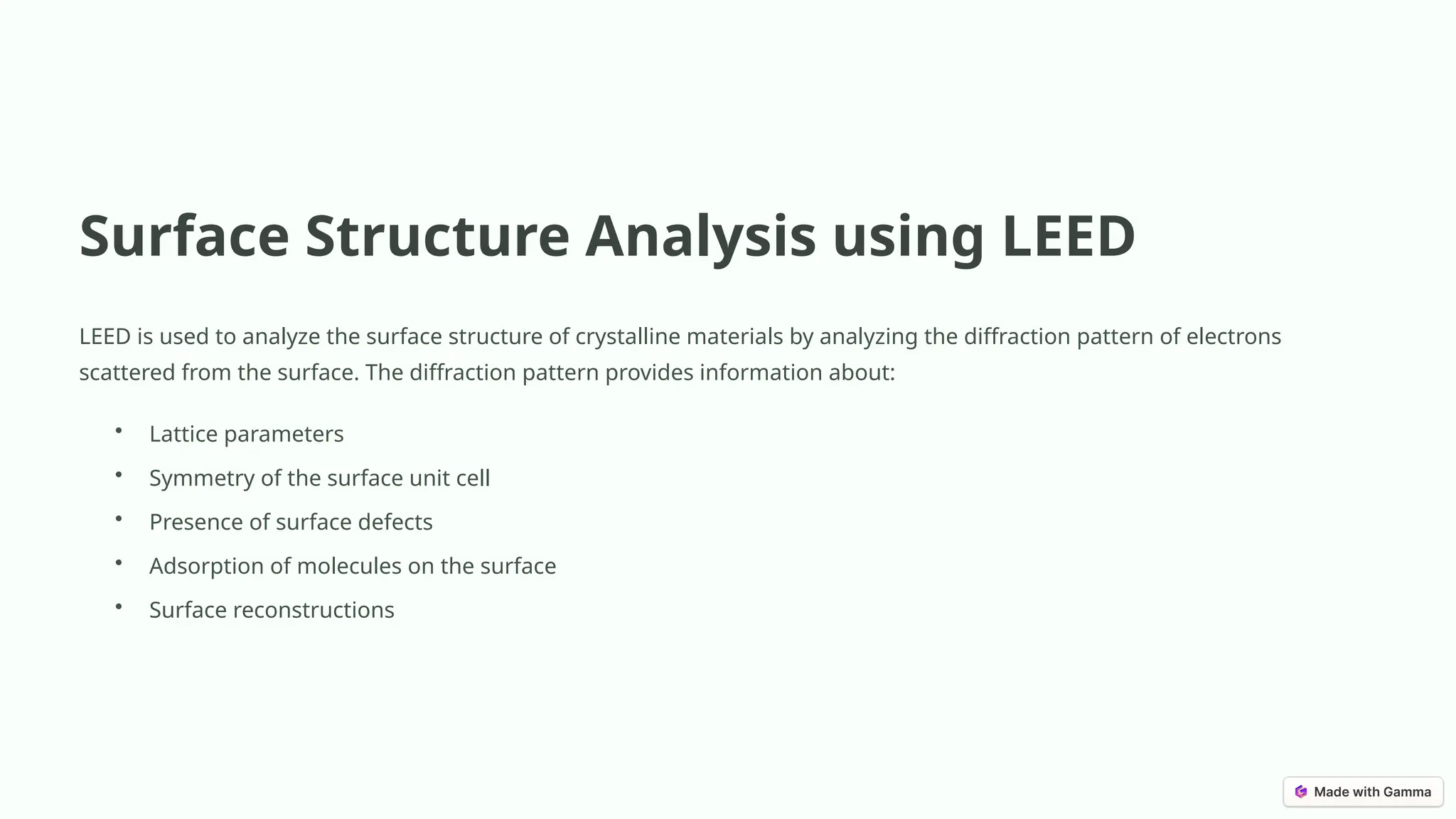 LEED-low energy electron diffraction.pptx | Chemistry | Science