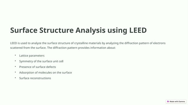 LEED-low energy electron diffraction.pptx | Chemistry | Science