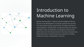 Introduction to Machine Learning Concepts | PPTX | Artificial ...
