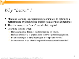 Introduction to Machine Learning | PPT