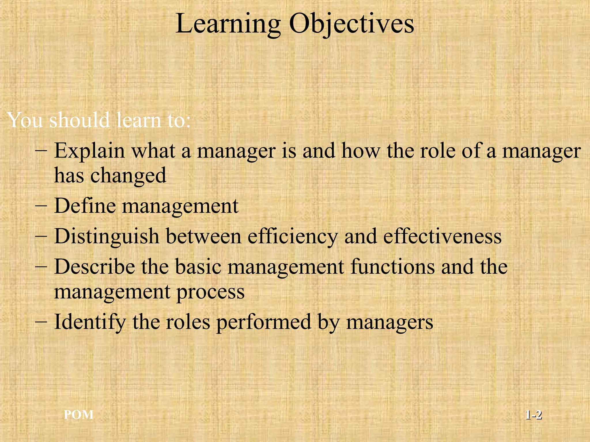 Introduction To Management And Organization P O M | PPT