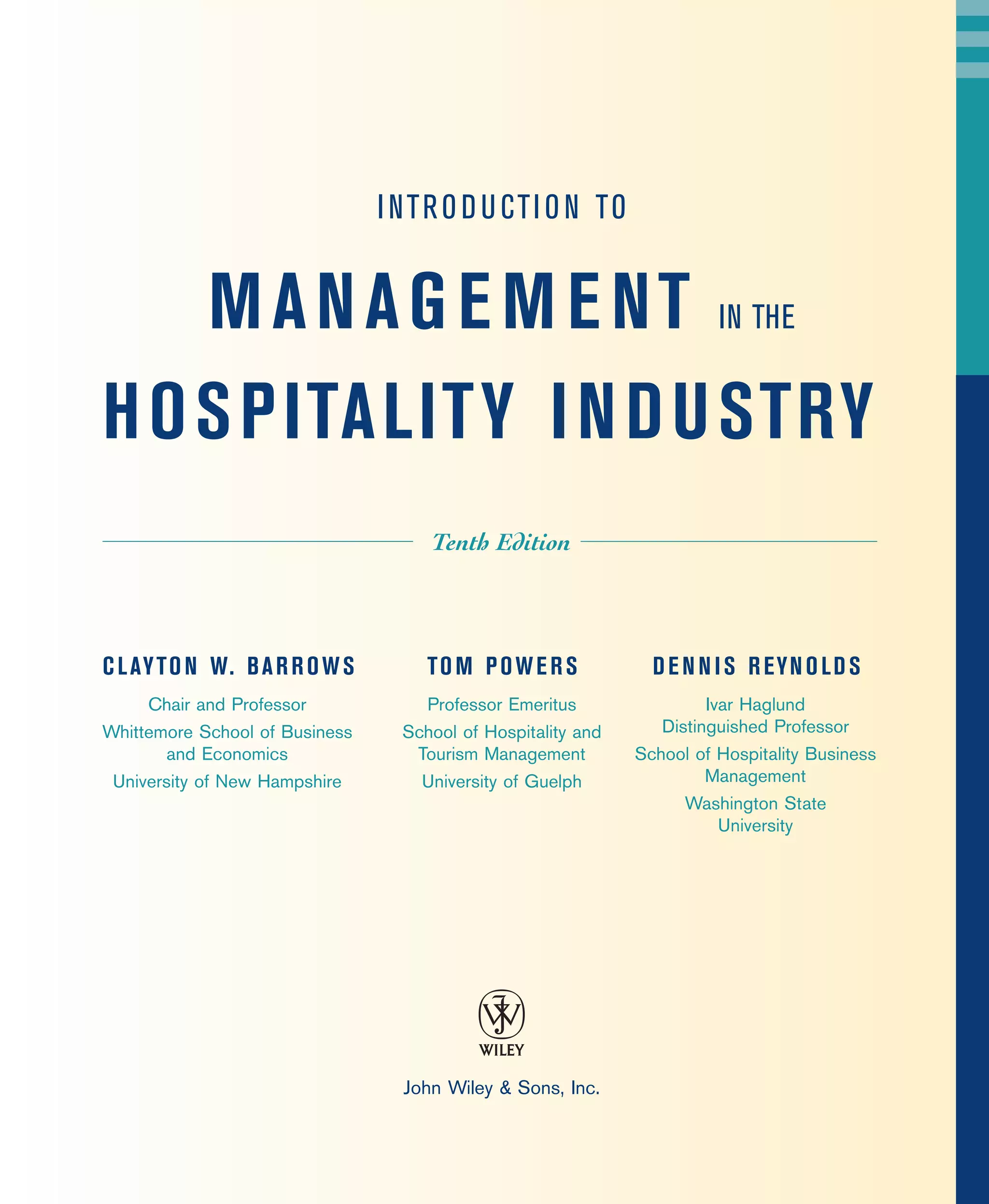 Introduction.to.management.in.the.hospitality.industry.10th.edition | PDF
