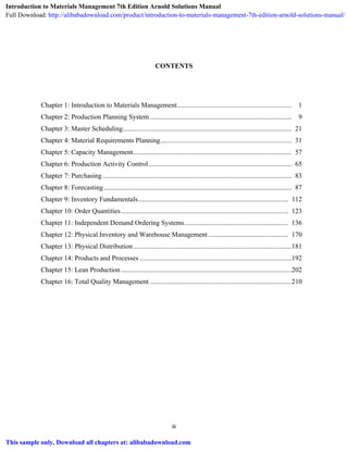 Introduction to Materials Management 7th Edition Arnold Solutions ...