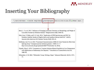 Basic Introduction to Mendeley Reference Manager | PPTX