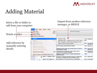 Basic Introduction to Mendeley Reference Manager | PPTX