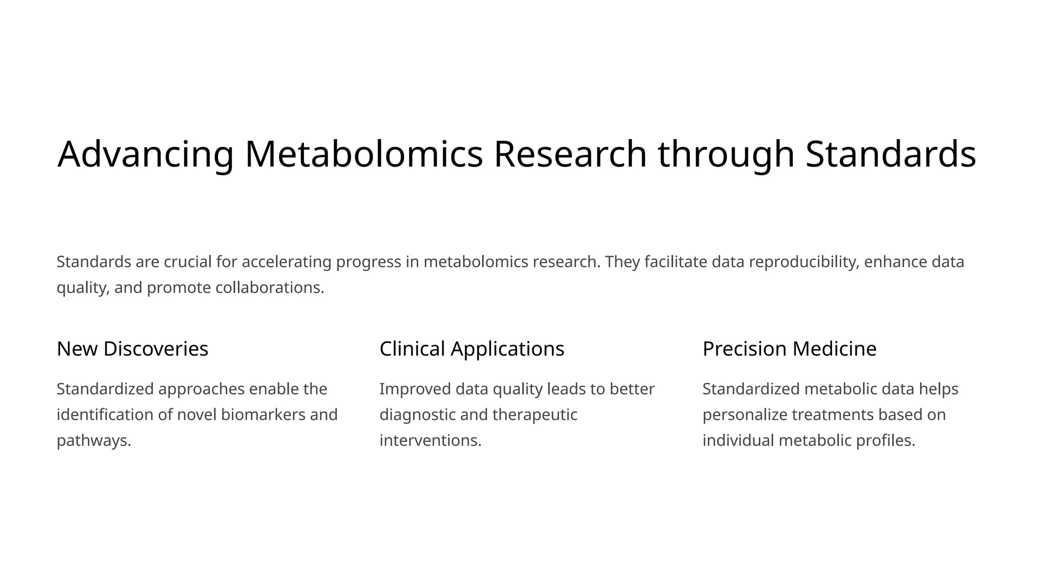 Metabolomics Standards Best Practices And Guidelines For Accurate And Reproducible Research Ppt