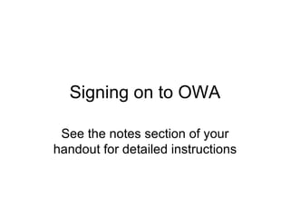 Introduction To Microsoft Outlook Web Access (Owa | PPT