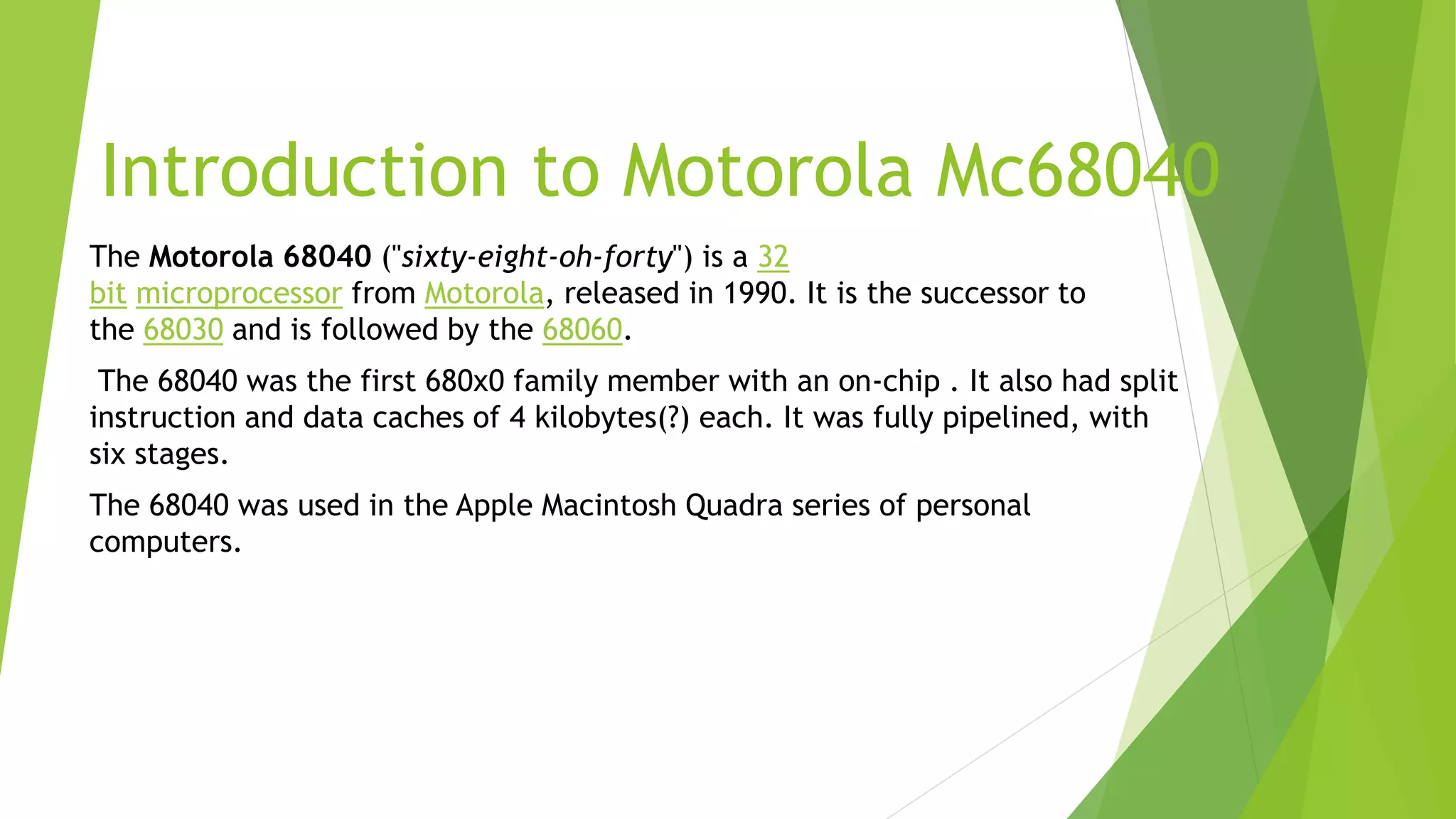 Introduction To Motorola Mc68040 | PPTX