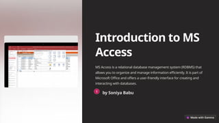 Introduction-to-MS-Access and tabs used in it | PPT