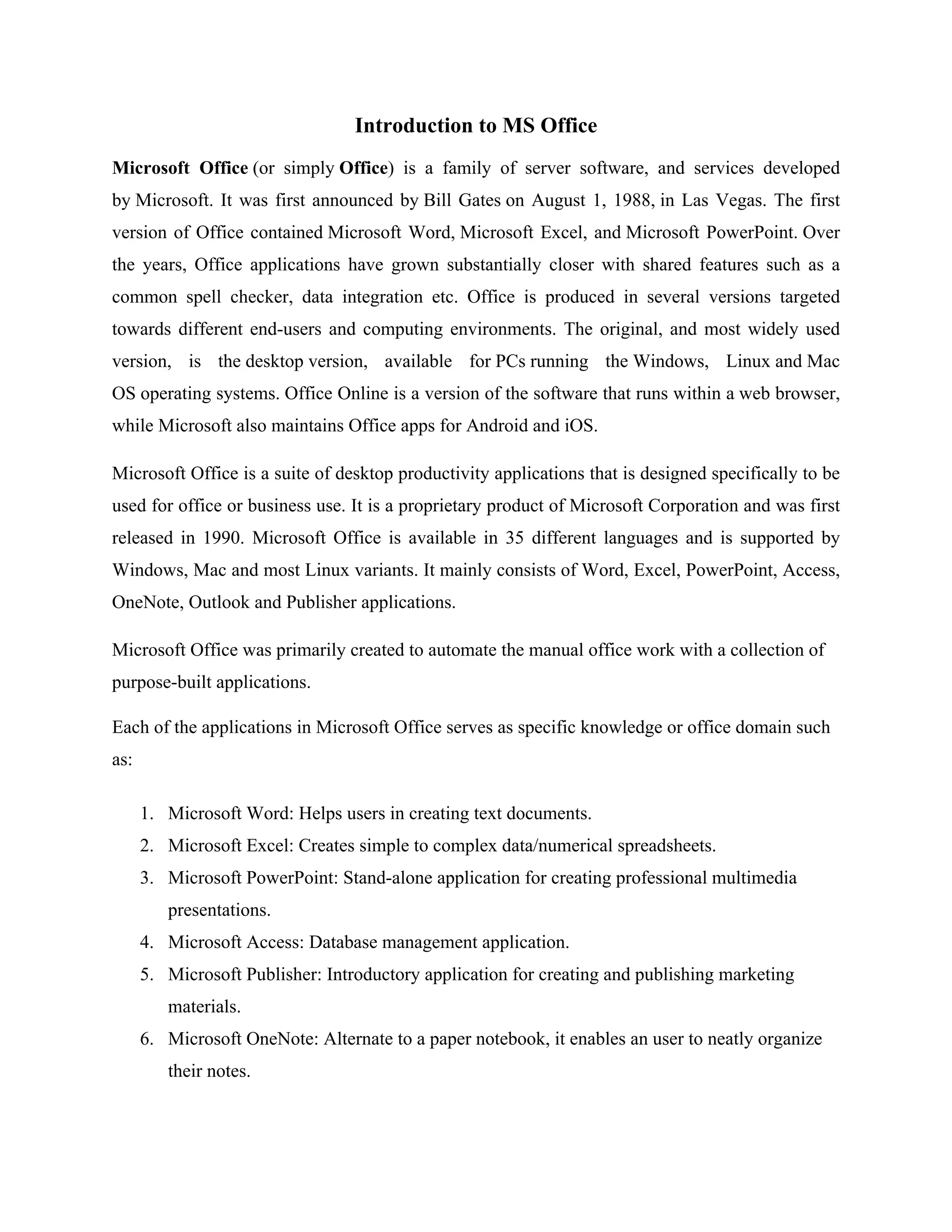 Introduction to-ms-office | PDF