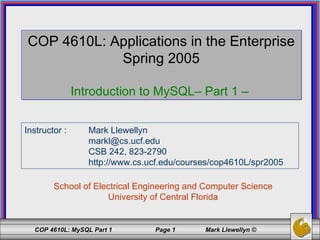 Introduction to MySQL - Part 1 | PPT