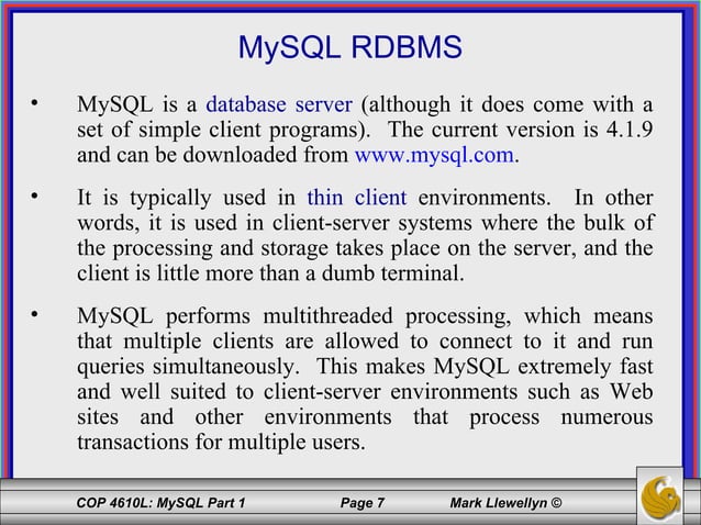 Introduction To Mysql Part 1 Ppt