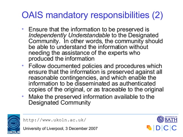 Introduction to the Reference Model for an Open Archival Information System (OAIS) | PPT