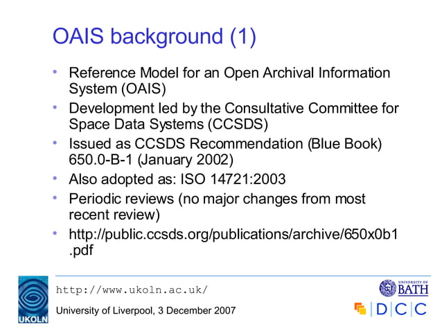 Introduction to the Reference Model for an Open Archival Information System (OAIS) | PPT