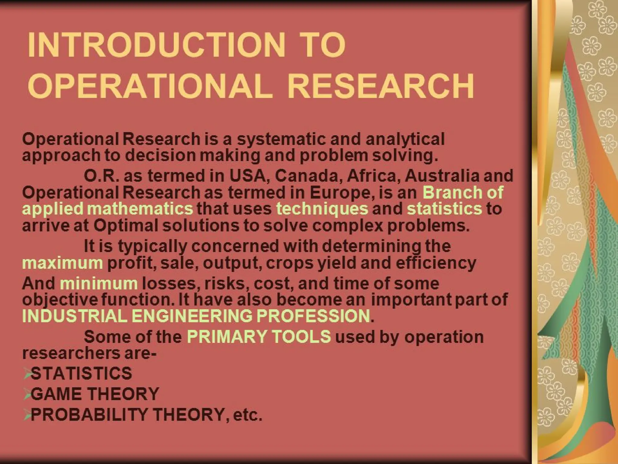 Introduction to Operations Research - History, Tools, Limitations | PDF