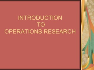 Introduction to Operations Research - History, Tools, Limitations | PPT