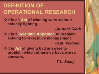 Introduction to Operations Research - History, Tools, Limitations | PPT