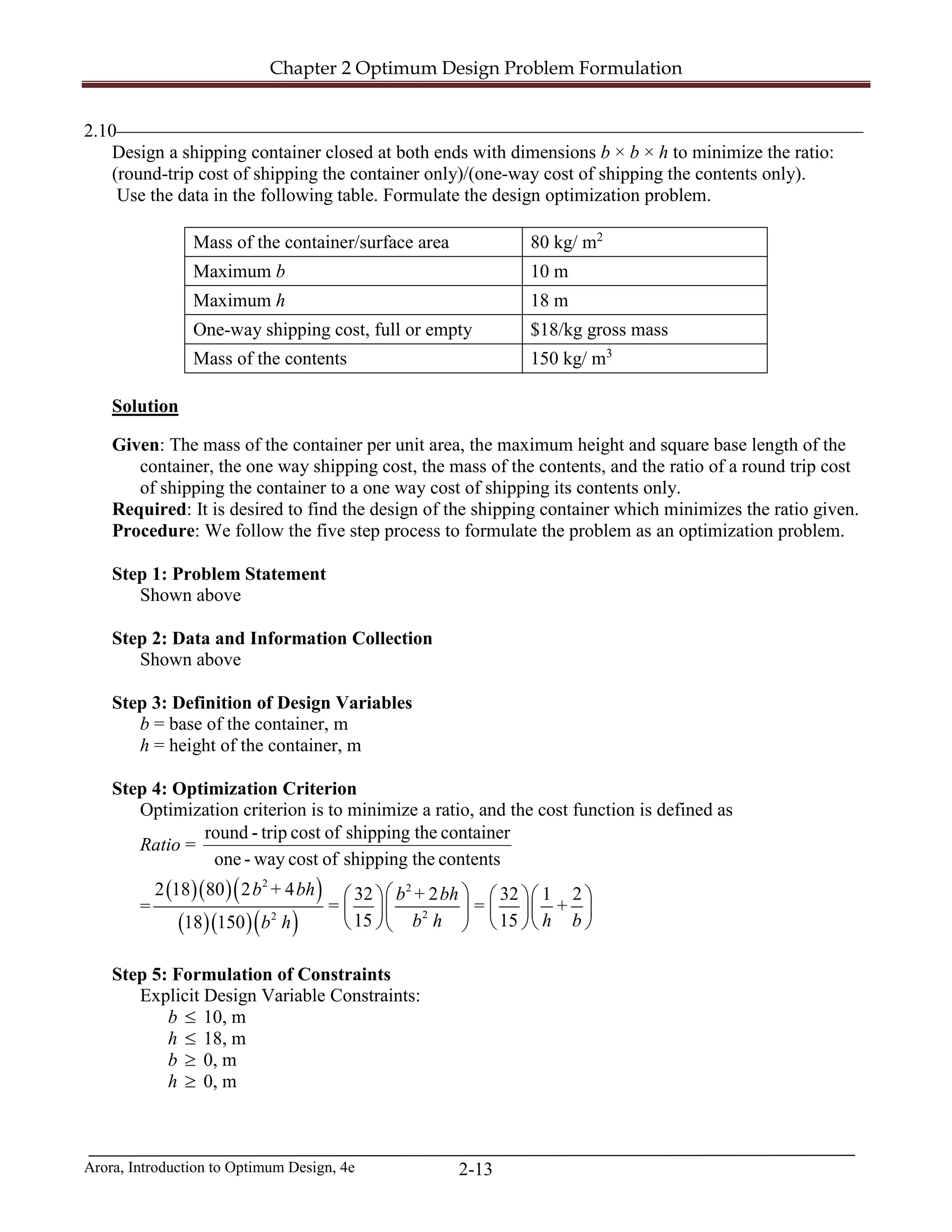 Introduction to Optimum Design 4th Edition Arora Solutions Manual | PDF
