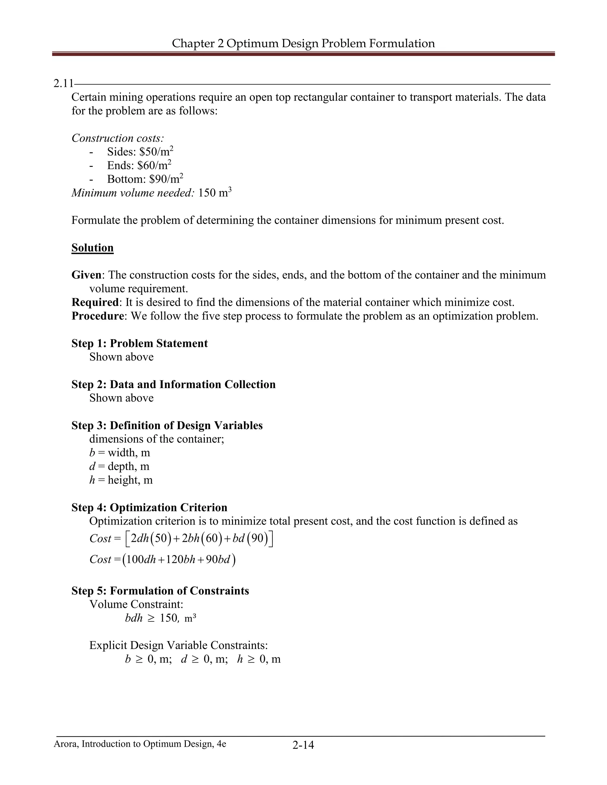 Introduction To Optimum Design 4th Edition Arora Solutions Manual Pdf