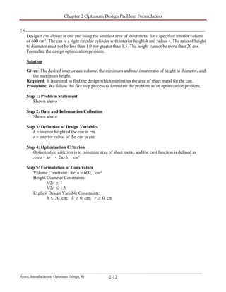Introduction to Optimum Design 4th Edition Arora Solutions Manual | PDF