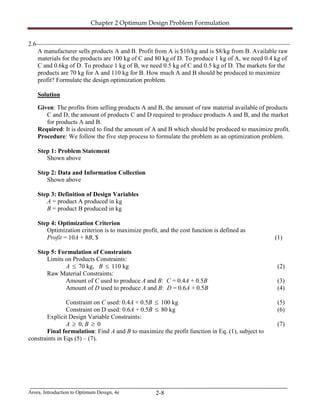 Introduction to Optimum Design 4th Edition Arora Solutions Manual | PDF