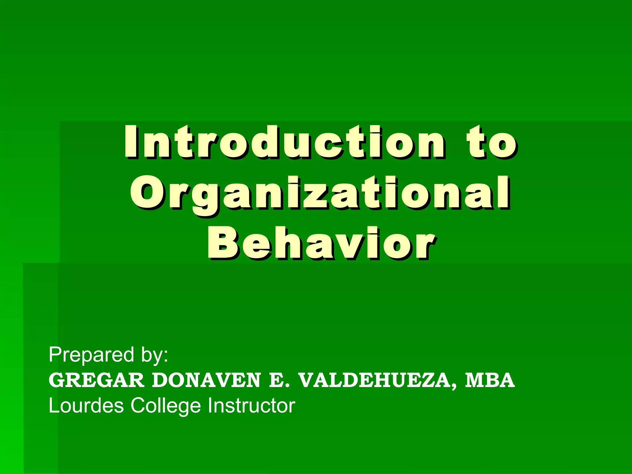 Introduction to Organizational Behavior | PPT
