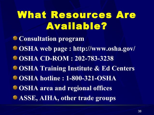 Introduction To Osha | PPT | Careers