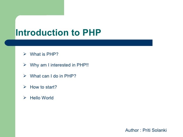 Introduction To Php