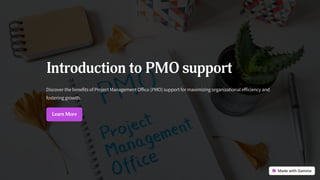 Introduction to PMO Support - One Federal Solution | PPT