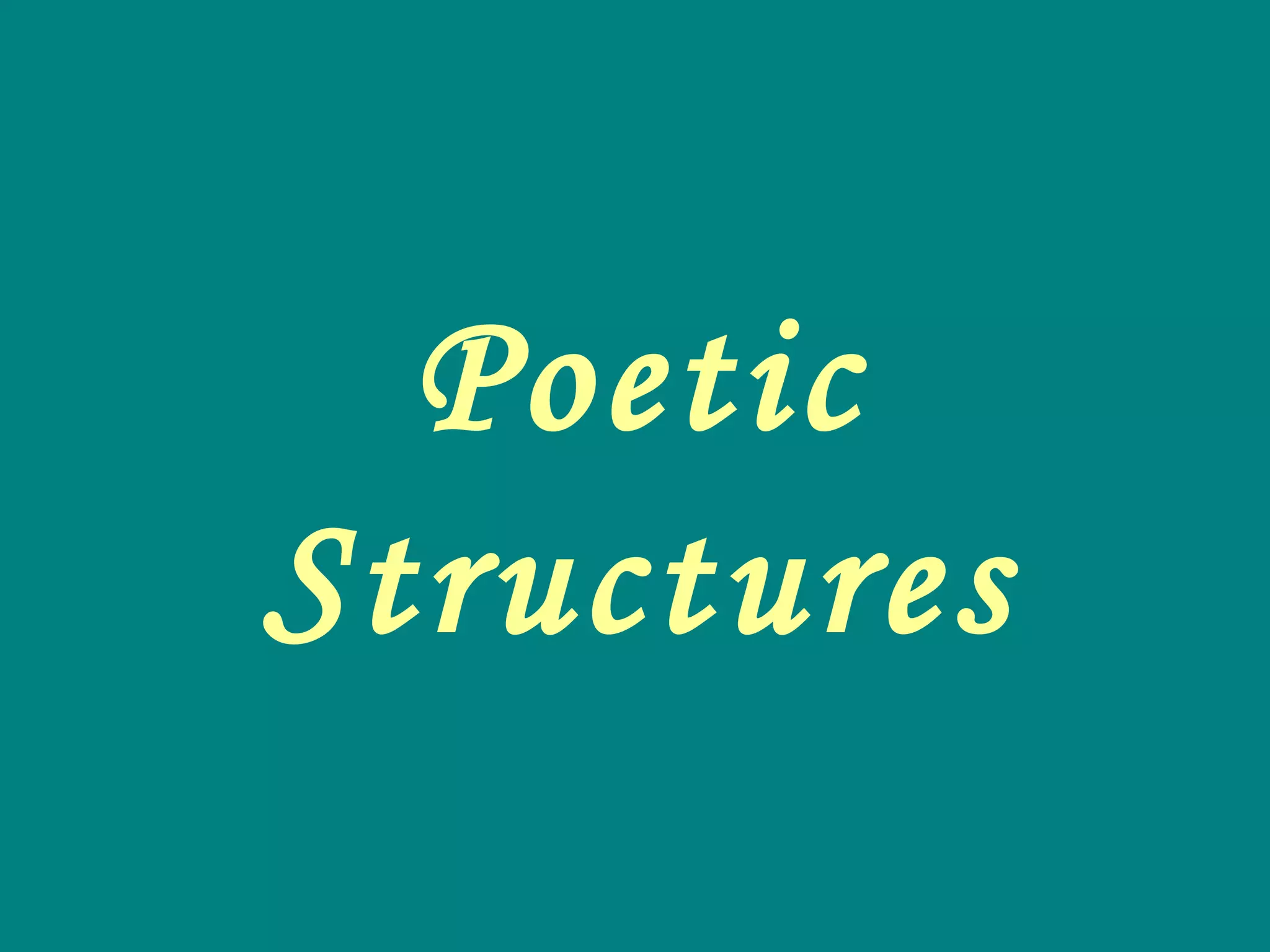 Introduction To Poetic Terminology | PPT | Poetry | Books and Literature