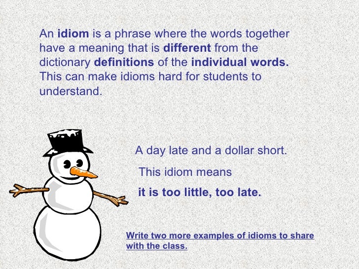 Idiom Poems Sample