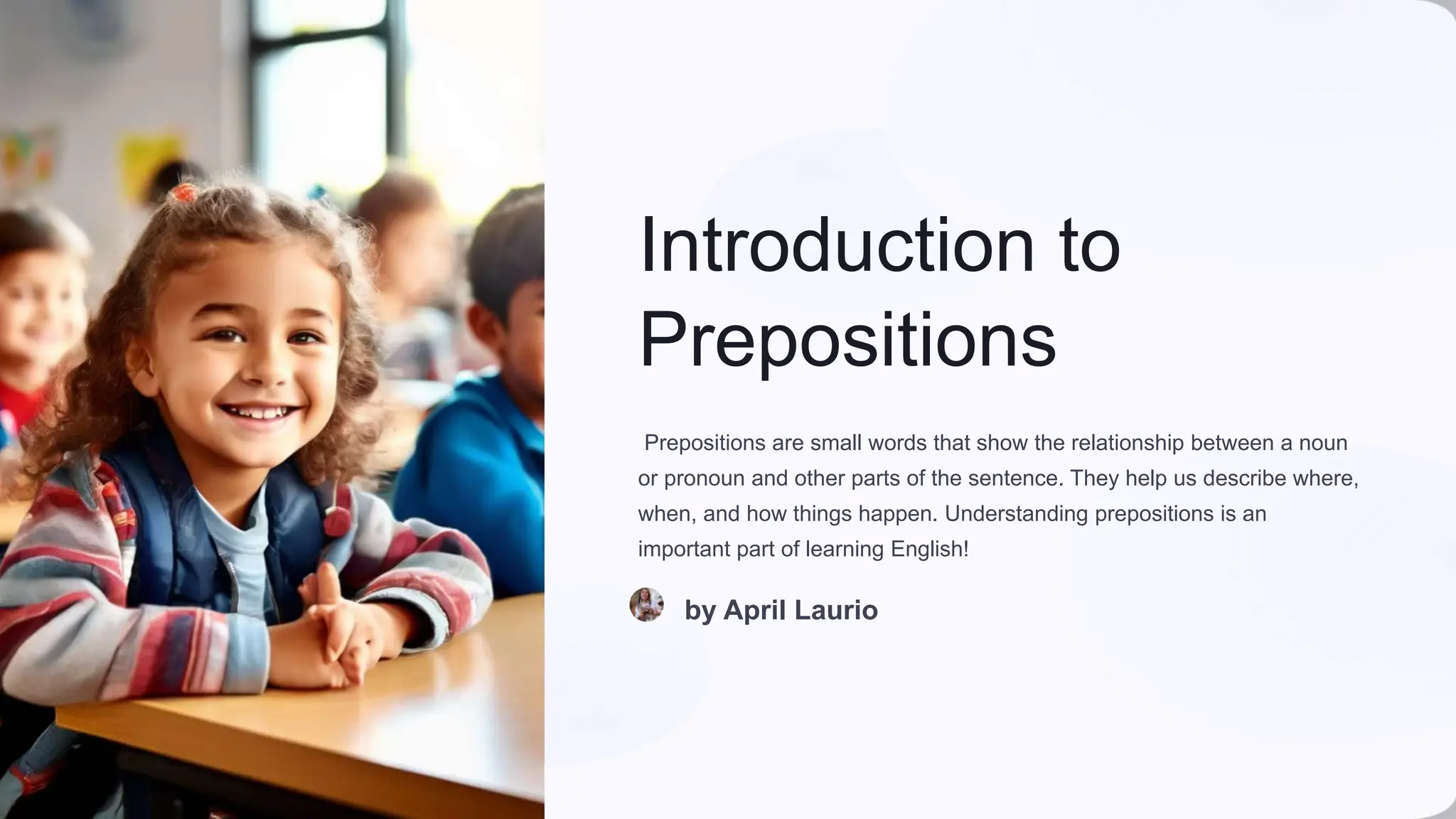 Introduction-to-Prepositions. 5th Grade Language | PPTX